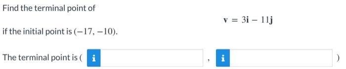 Solved Find the terminal point of v=3i−11j if the initial | Chegg.com