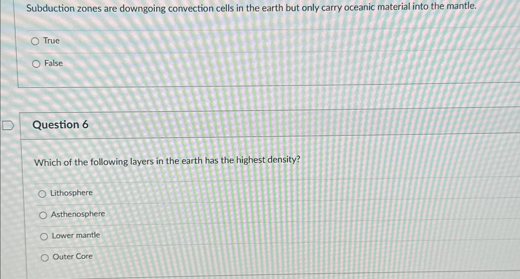 Solved Subduction zones are downgoing convection cells in | Chegg.com