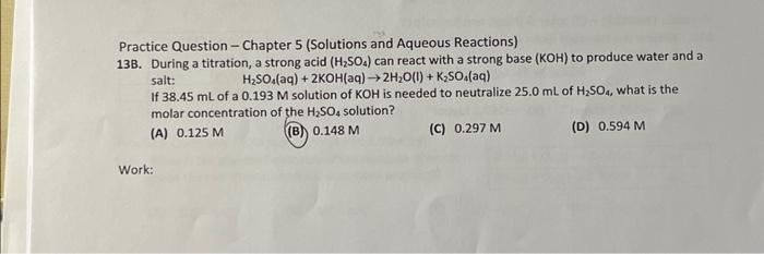 Solved Practice Question - Chapter 5 (Solutions and Aqueous | Chegg.com