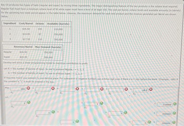 Solved Bay Oil produces two types of fuels (regular and | Chegg.com