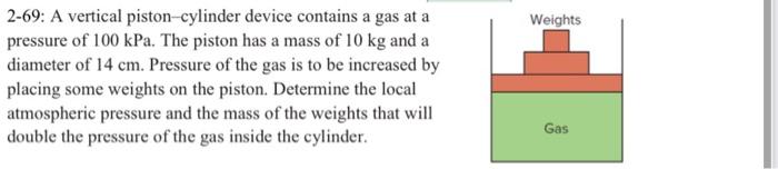 Solved 2-69: A vertical piston-cylinder device contains a | Chegg.com