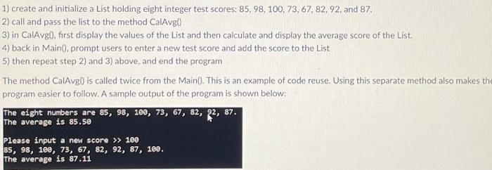 Solved create and initialize a List holding eight integer | Chegg.com