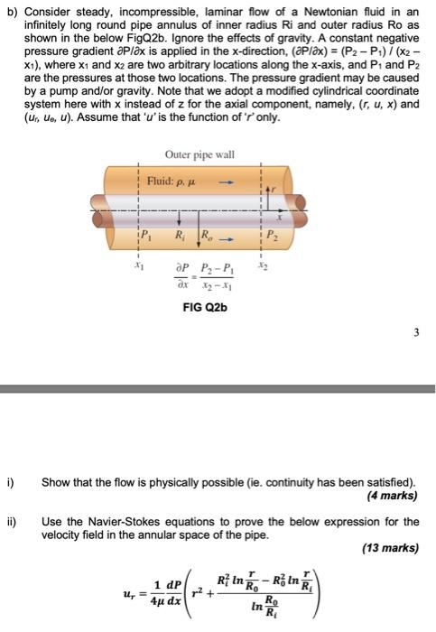 Solved b) Consider steady, incompressible, laminar flow of a | Chegg.com