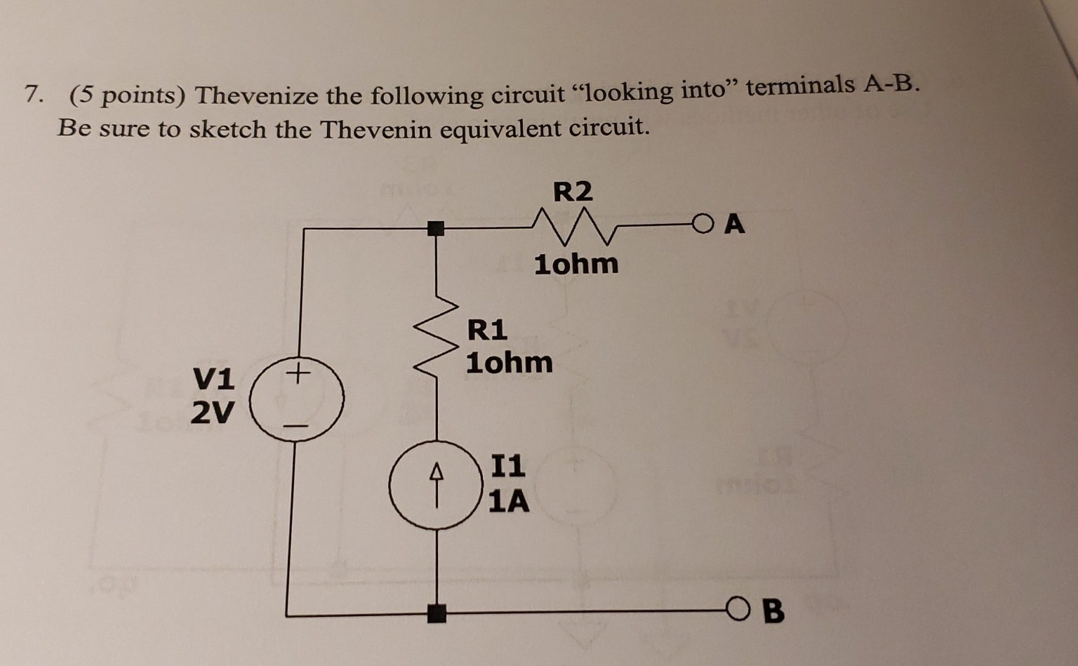 Solved (5 ﻿points) ﻿Thevenize the following circuit "looking | Chegg.com