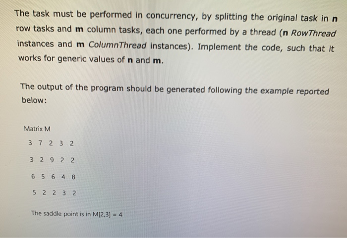 Given a nxm matrix of integers M (n rows and m | Chegg.com