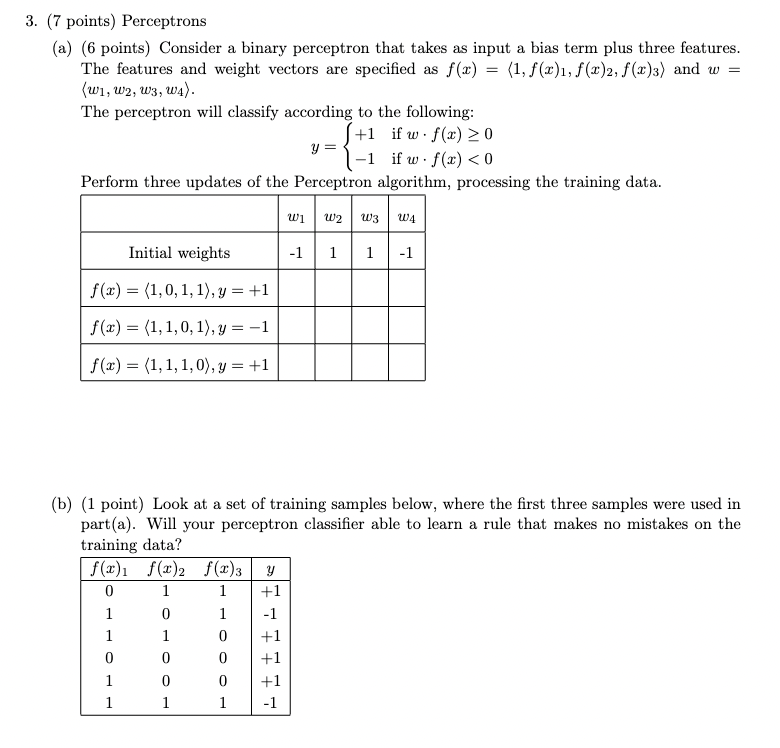Solved 7 ﻿points ﻿perceptronsa 6 ﻿points ﻿consider A 