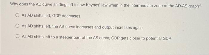 Solved Why does the AD curve shifting left follow Keynes' | Chegg.com