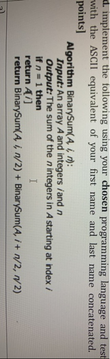 Solved d. implement the following using your chosen | Chegg.com