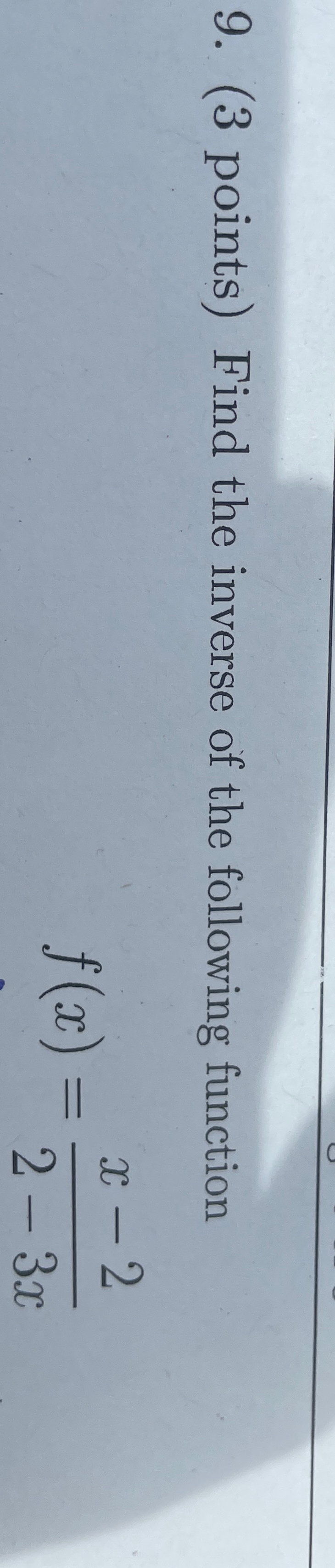Solved (3 ﻿points) ﻿Find the inverse of the following | Chegg.com