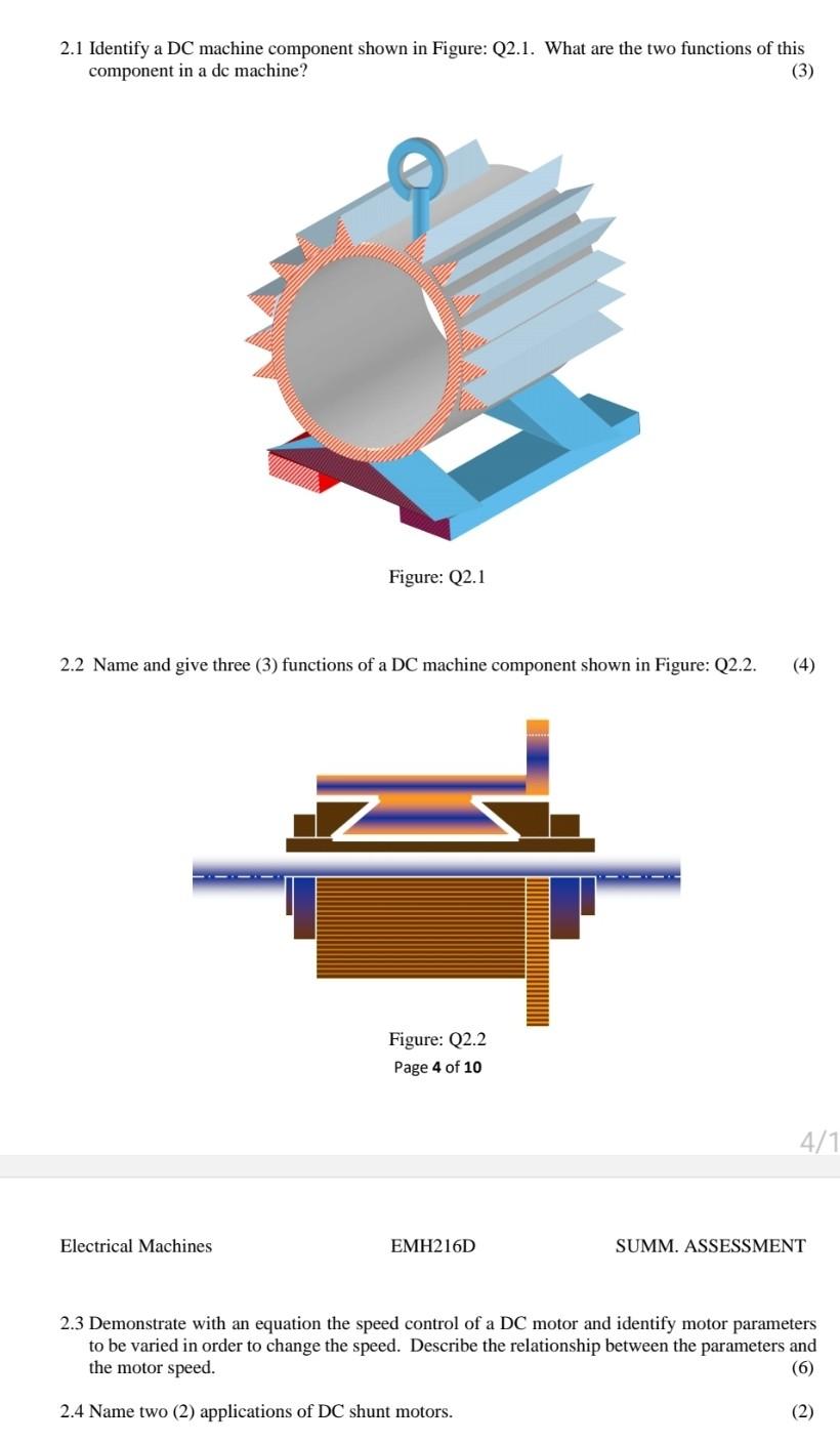Solved 2.1 Identify a DC machine component shown in Figure: | Chegg.com