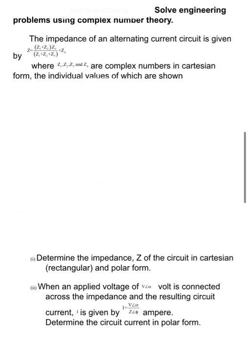 Solve engineering problems using complex number | Chegg.com