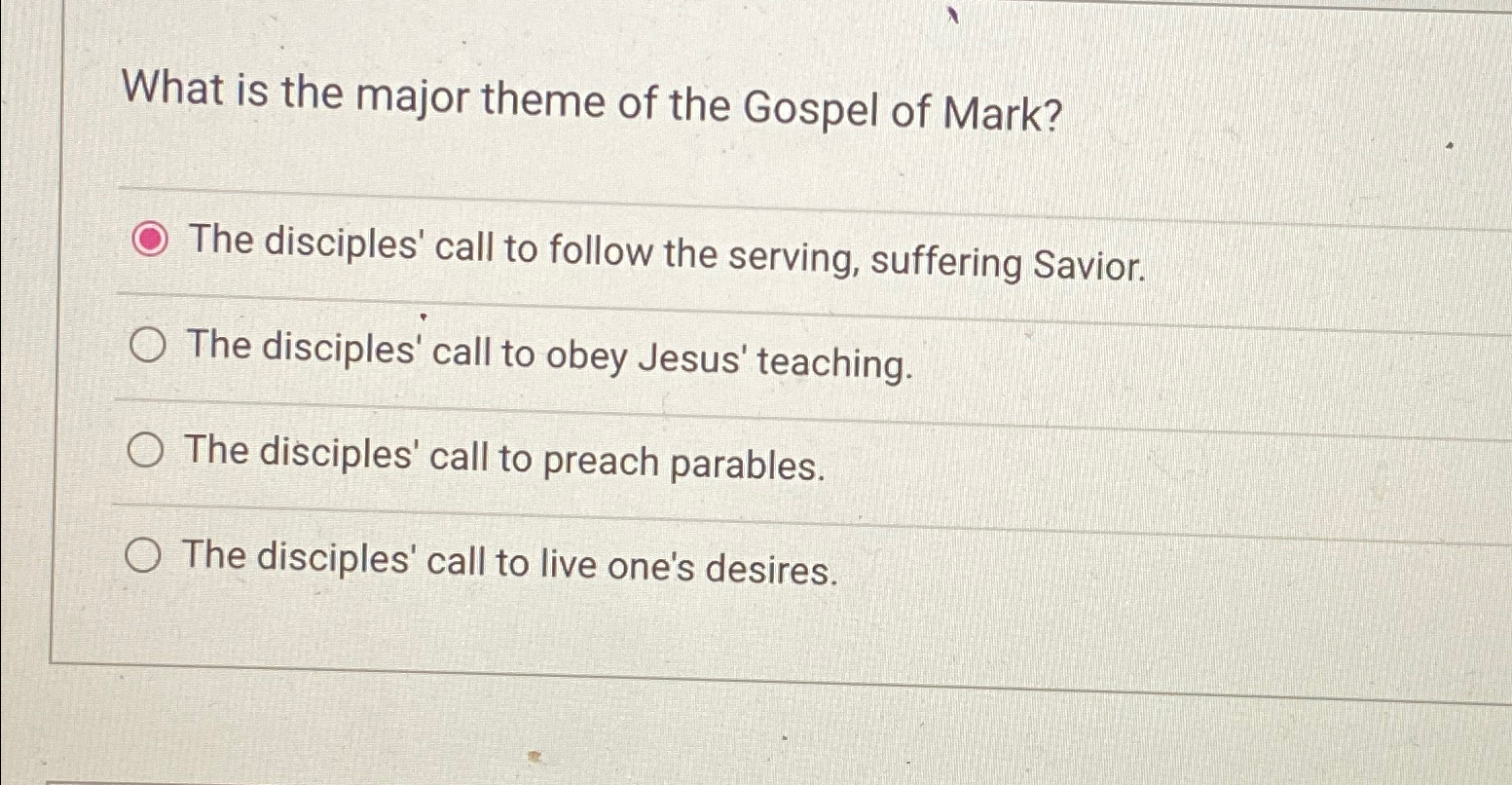 Solved What is the major theme of the Gospel of Mark?The | Chegg.com