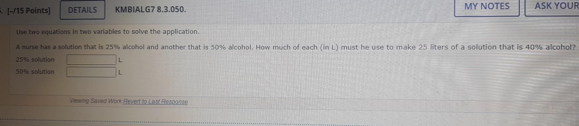 Solved Use two equations in two variables to solve the | Chegg.com