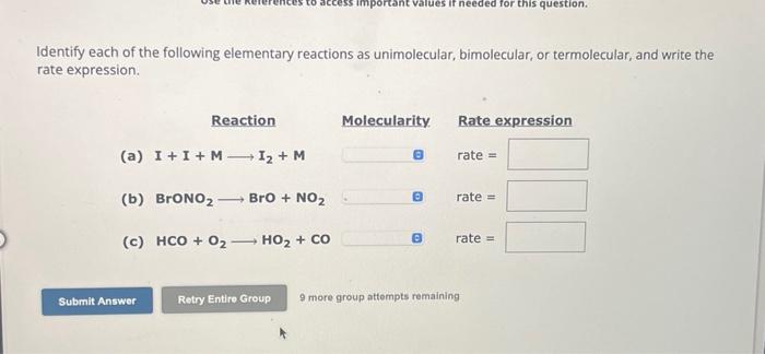 Solved Identify each of the following elementary reactions | Chegg.com