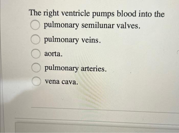 Solved The right ventricle pumps blood into the pulmonary | Chegg.com