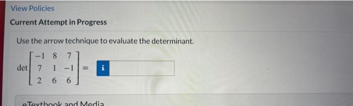 Solved Use the arrow technique to evaluate the determinant. | Chegg.com