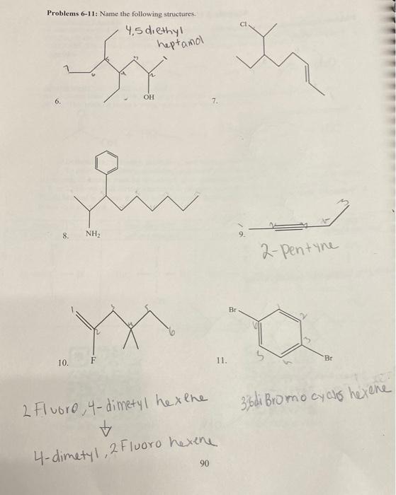 Solved Problems 6-11: Name the following structures. 4,5 | Chegg.com