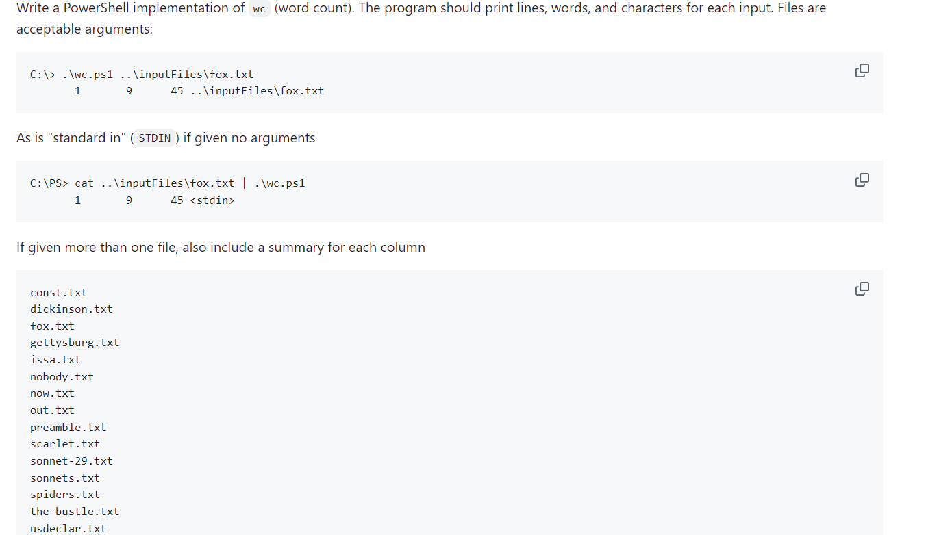 Solved Write a PowerShell implementation of wc (word count). | Chegg.com
