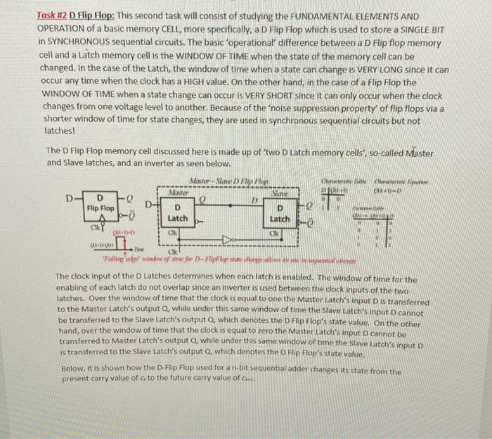 Task #2 D Flip Flop: This second task will consist of | Chegg.com