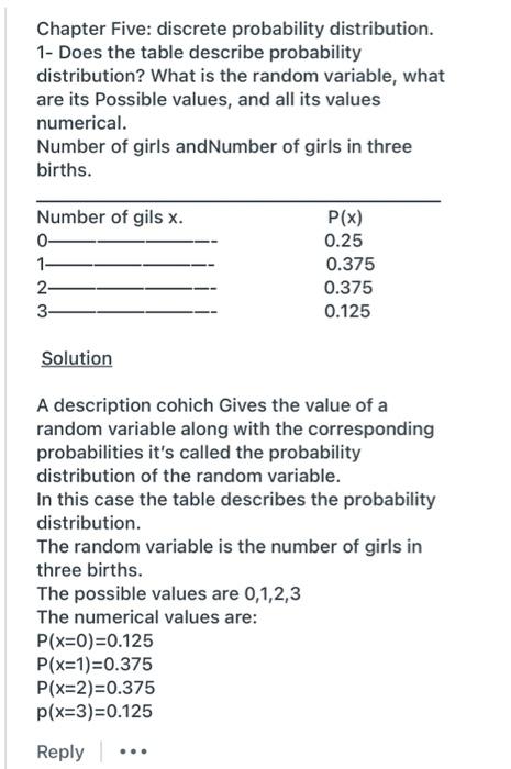 Solved Chapter Five: discrete probability distribution. 1- | Chegg.com