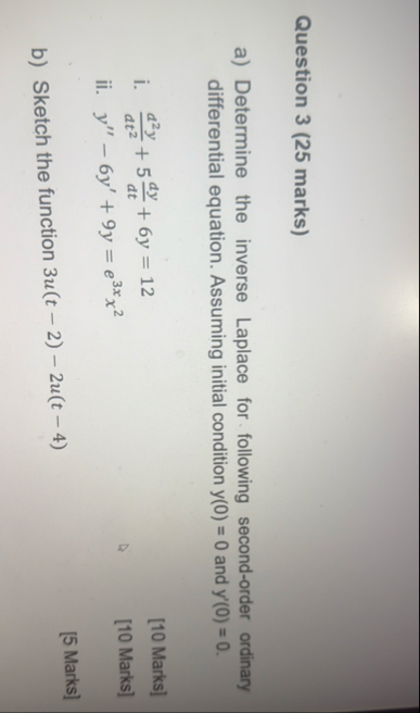 Solved Question 3 (25 ﻿marks)a) ﻿Determine the inverse | Chegg.com