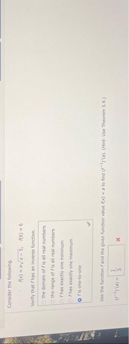 Use the function f and the given function value | Chegg.com