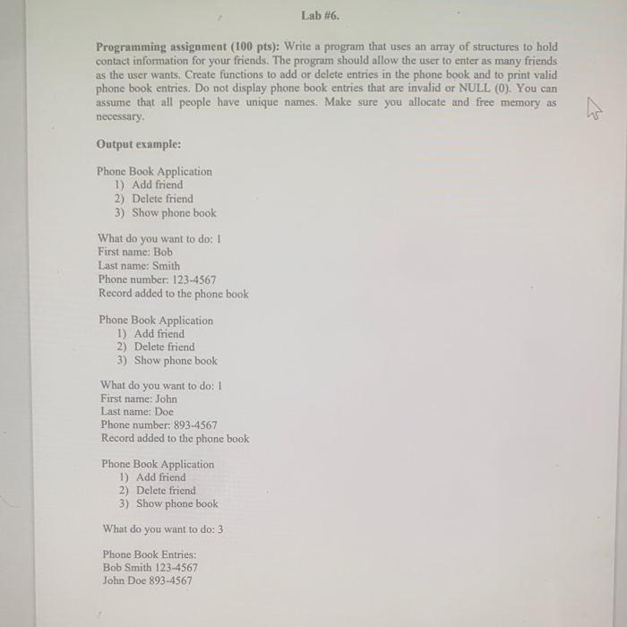 Solved Lab #6. Programming assignment (100 pts): Write a | Chegg.com