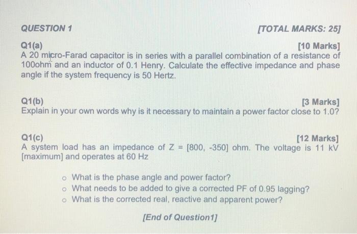 Solved QUESTION 1 [TOTAL MARKS: 25) Q1(a) [10 Marks] A 20 | Chegg.com