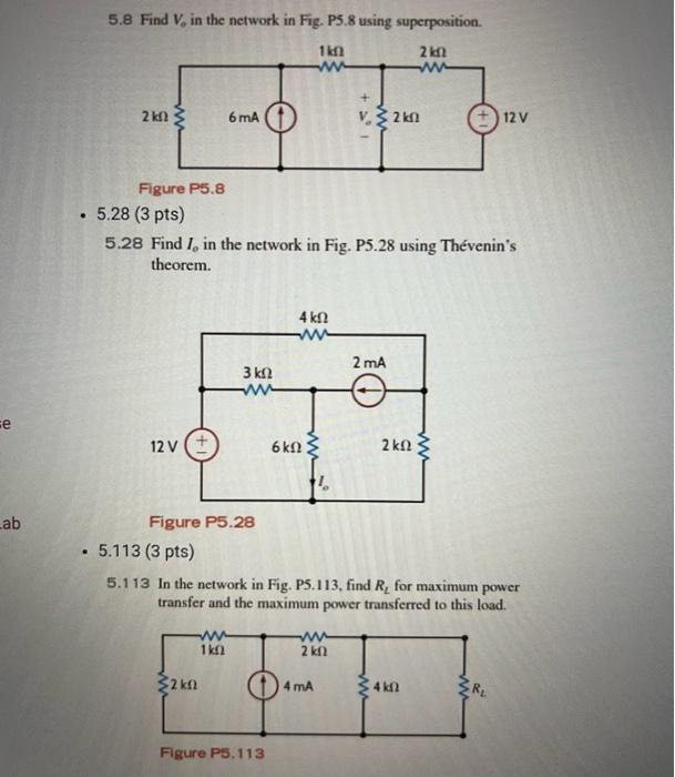 Solved 5.8 Find Vo in the network in Fig. P5.8 using | Chegg.com