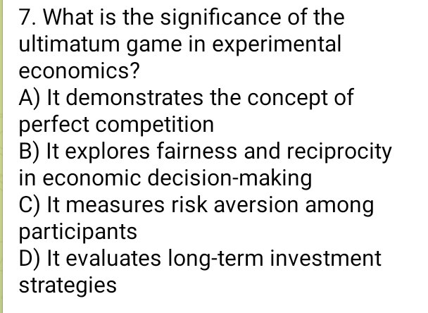 Solved Economics: What is the significance of the ultimatum | Chegg.com