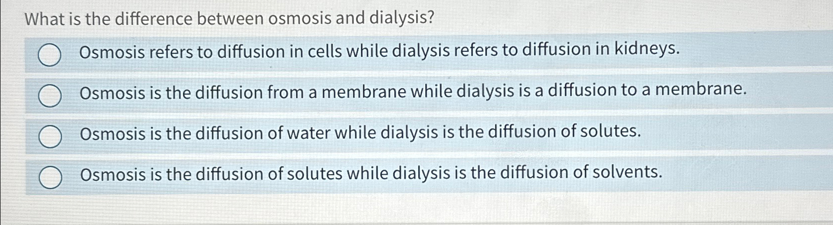 Solved What is the difference between osmosis and | Chegg.com