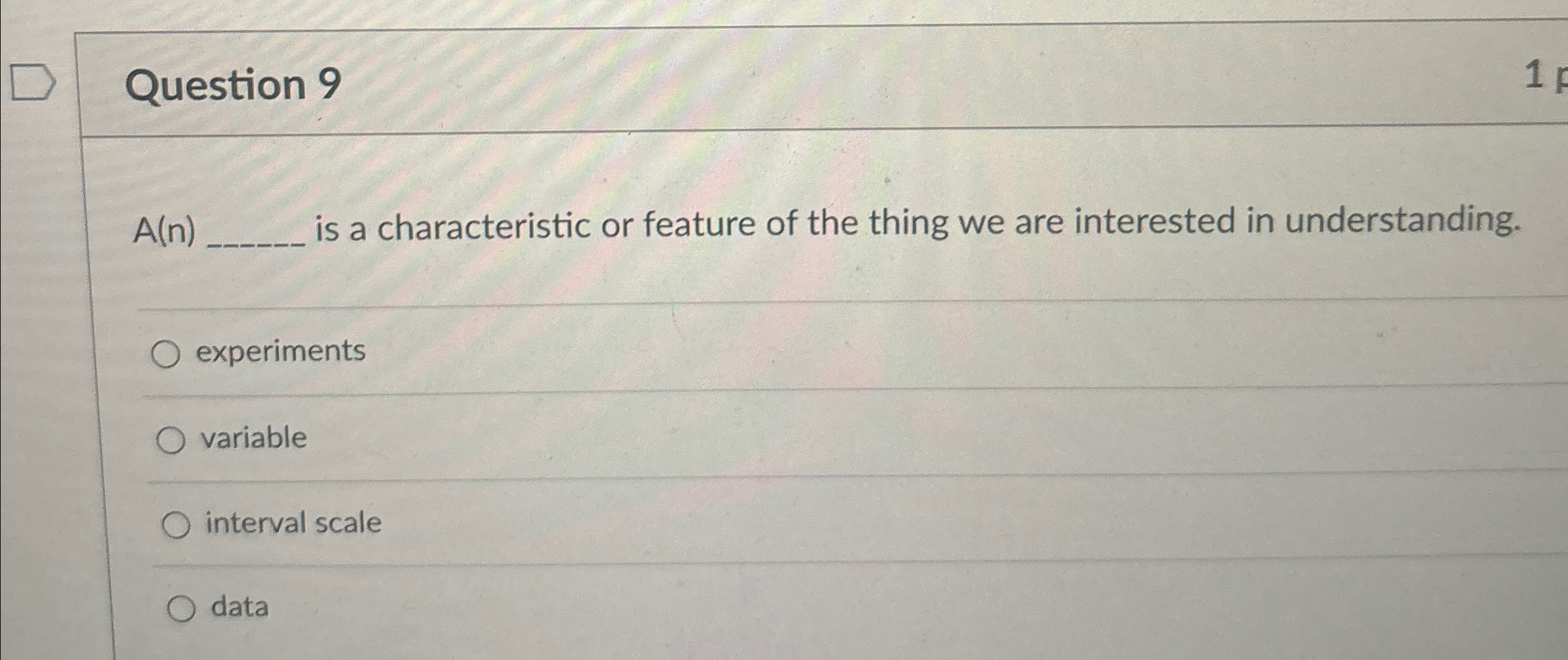 Solved Question 9A(n) ﻿is a characteristic or feature of | Chegg.com
