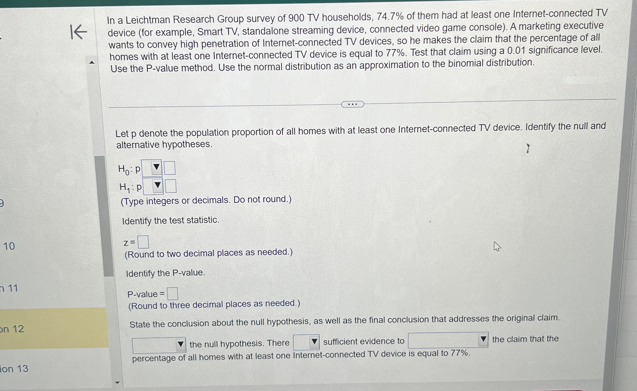 Solved In a Leichtman Research Group survey of 900 ﻿TV | Chegg.com