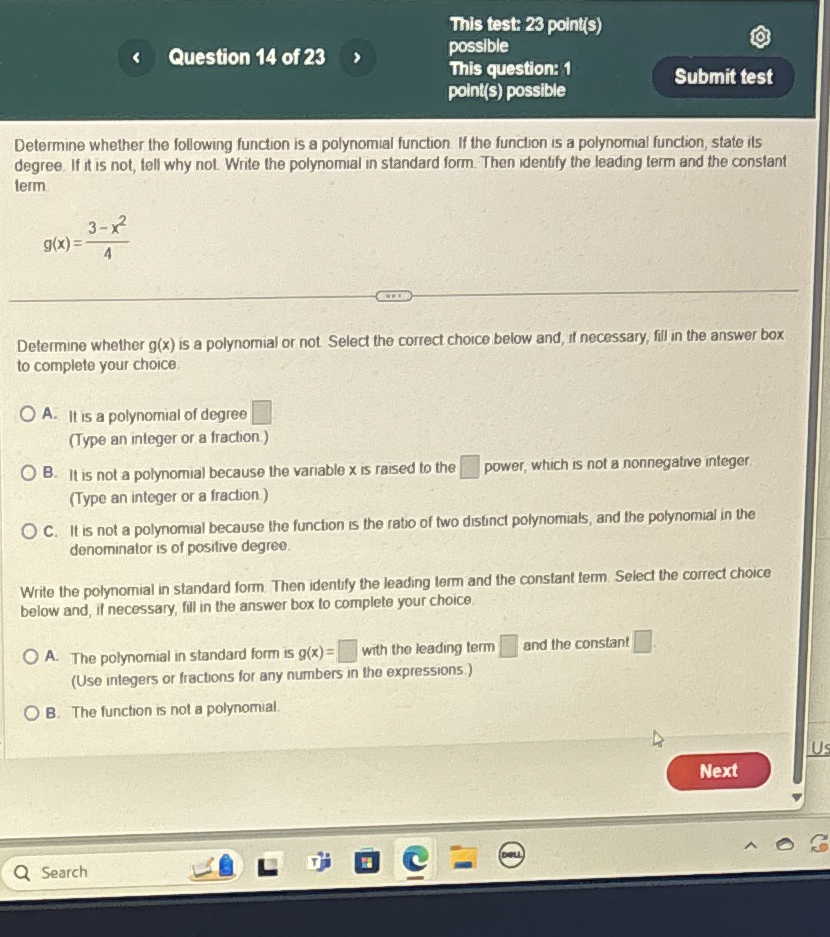 Solved Question 14 ﻿of 23This test: 23 ﻿point(s)possibleThis | Chegg.com