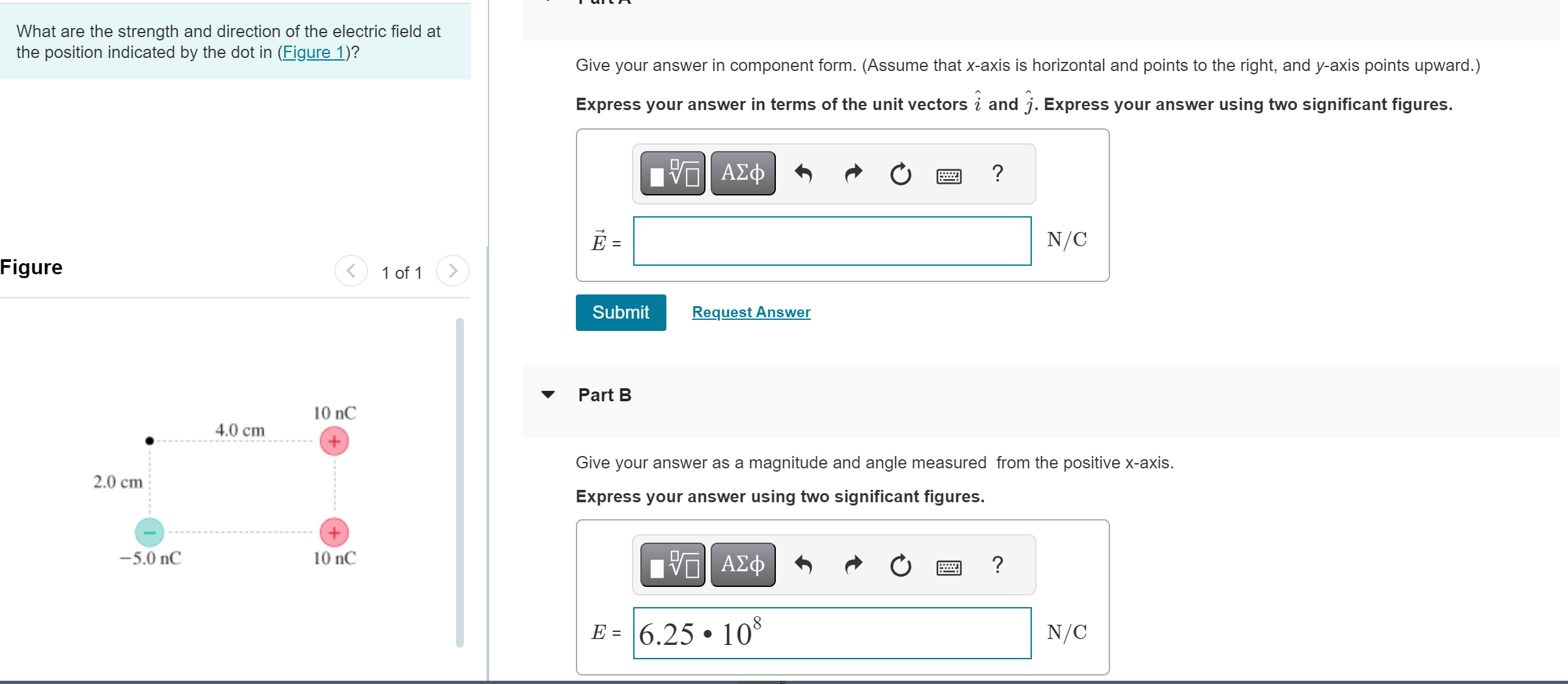 Solved What are the strength and direction of the electric | Chegg.com