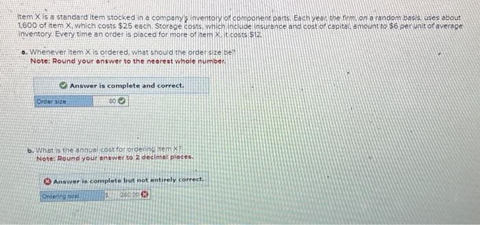 Solved Item X is a standard item stocked in a company's | Chegg.com