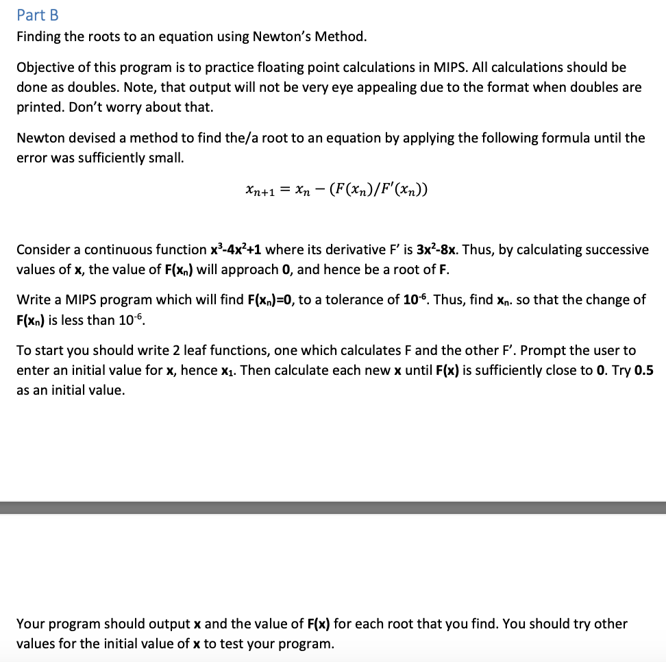 Solved Part BFinding the roots to an equation using Newton's | Chegg.com