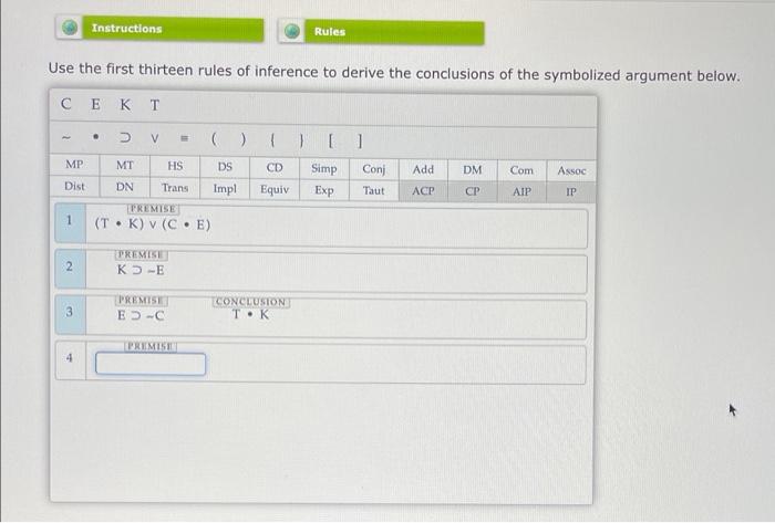 Instructions Rules Use the first thirteen rules of | Chegg.com