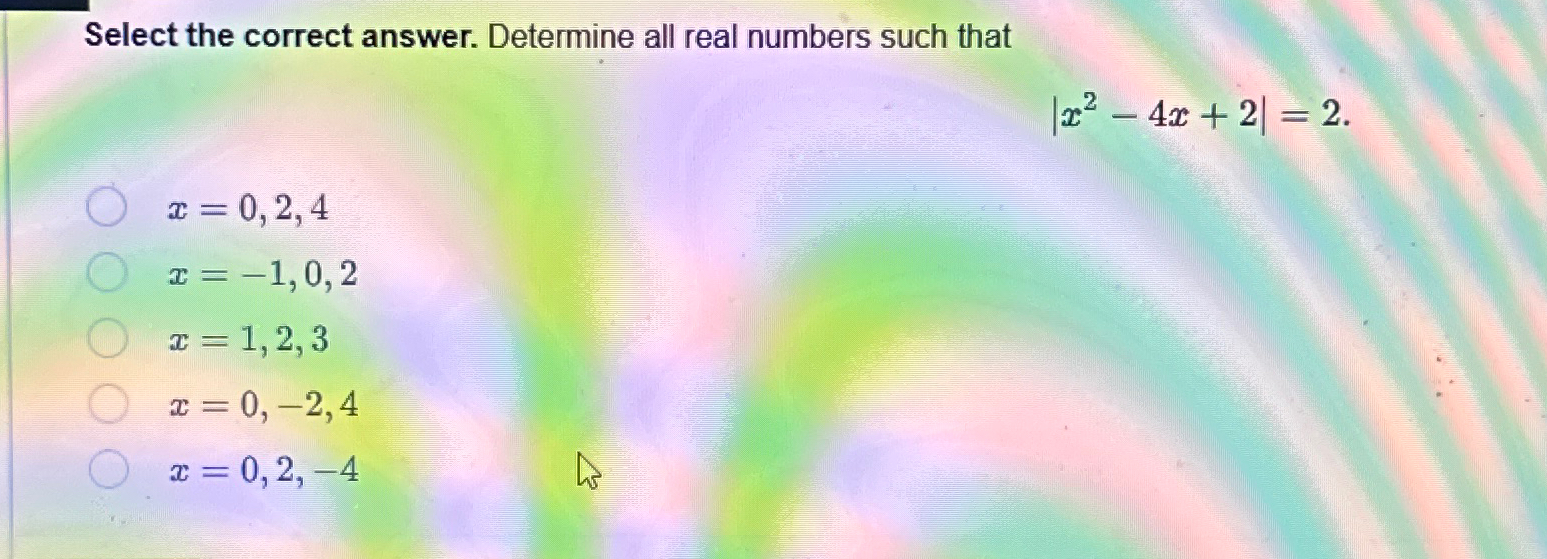 Solved Select the correct answer. Determine all real numbers | Chegg.com