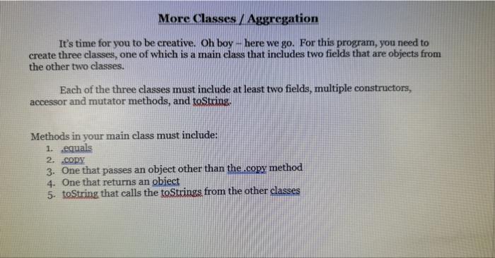 Solved More Classes / Aggregation It's time for you to be | Chegg.com