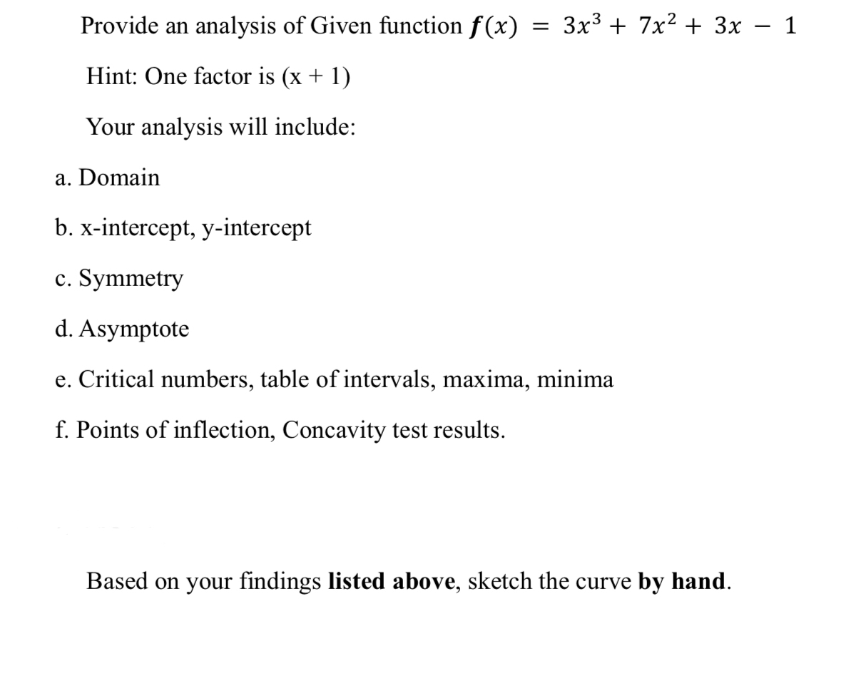 Solved Provide an analysis of Given function | Chegg.com