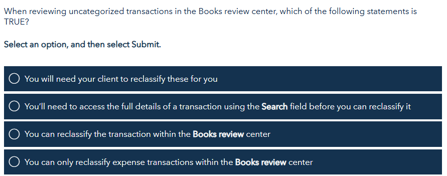 Solved When reviewing uncategorized transactions in the | Chegg.com