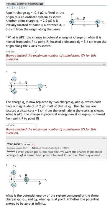 Solved A point charge q2=−0.4μC is fixed at the origin of a | Chegg.com