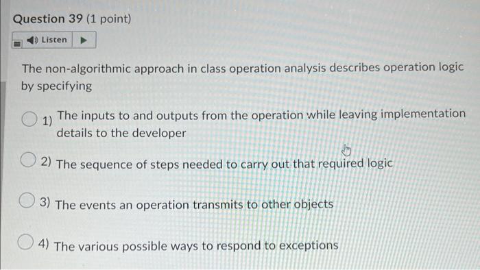 Solved The non-algorithmic approach in class operation | Chegg.com