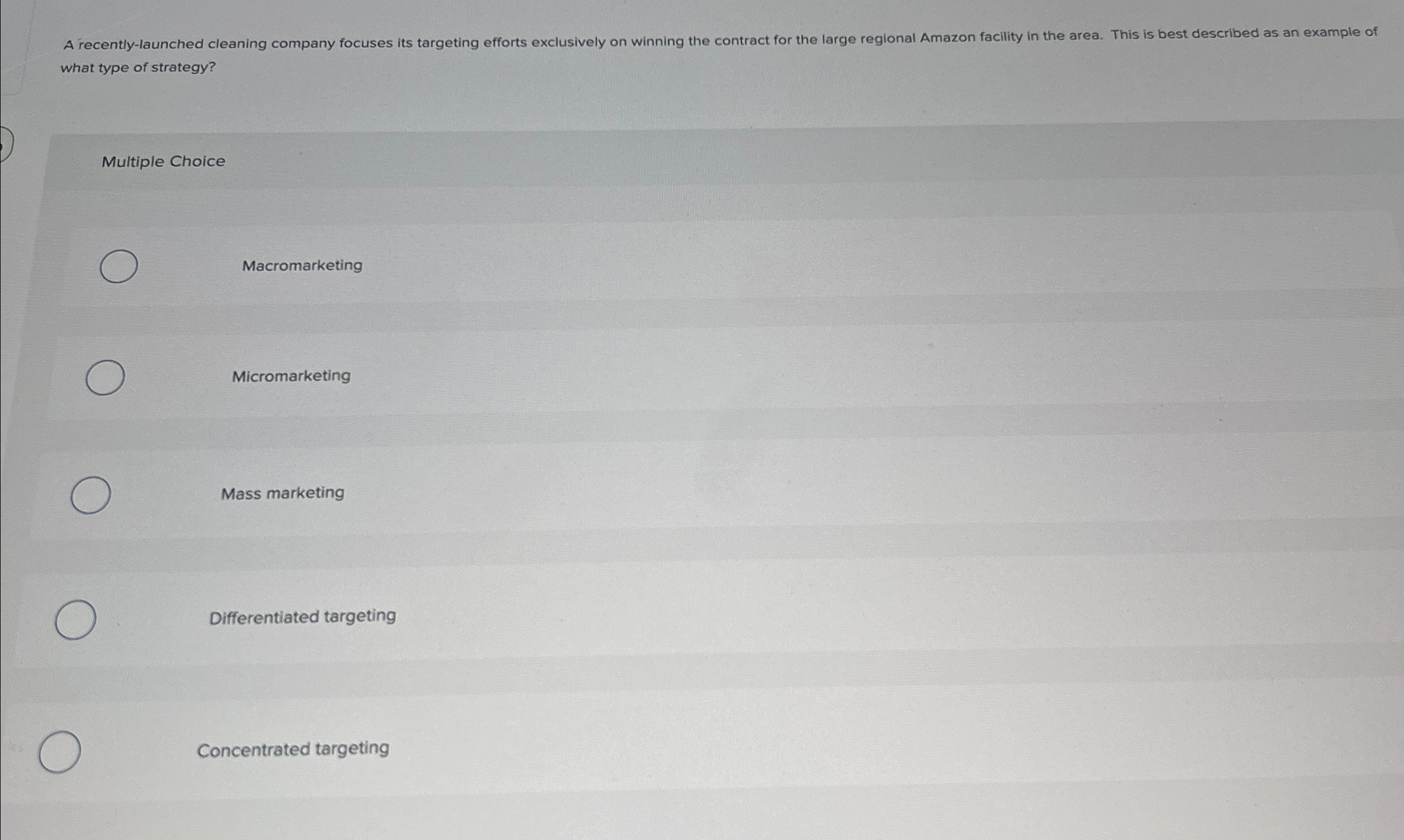 Solved what type of strategy?Multiple | Chegg.com
