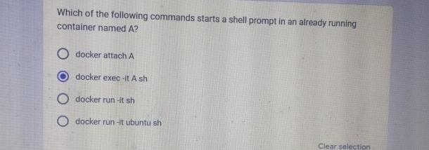 Solved Which of the following commands starts a shell prompt | Chegg.com