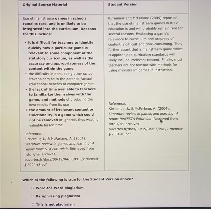 Original Source Material Student Version Use of | Chegg.com