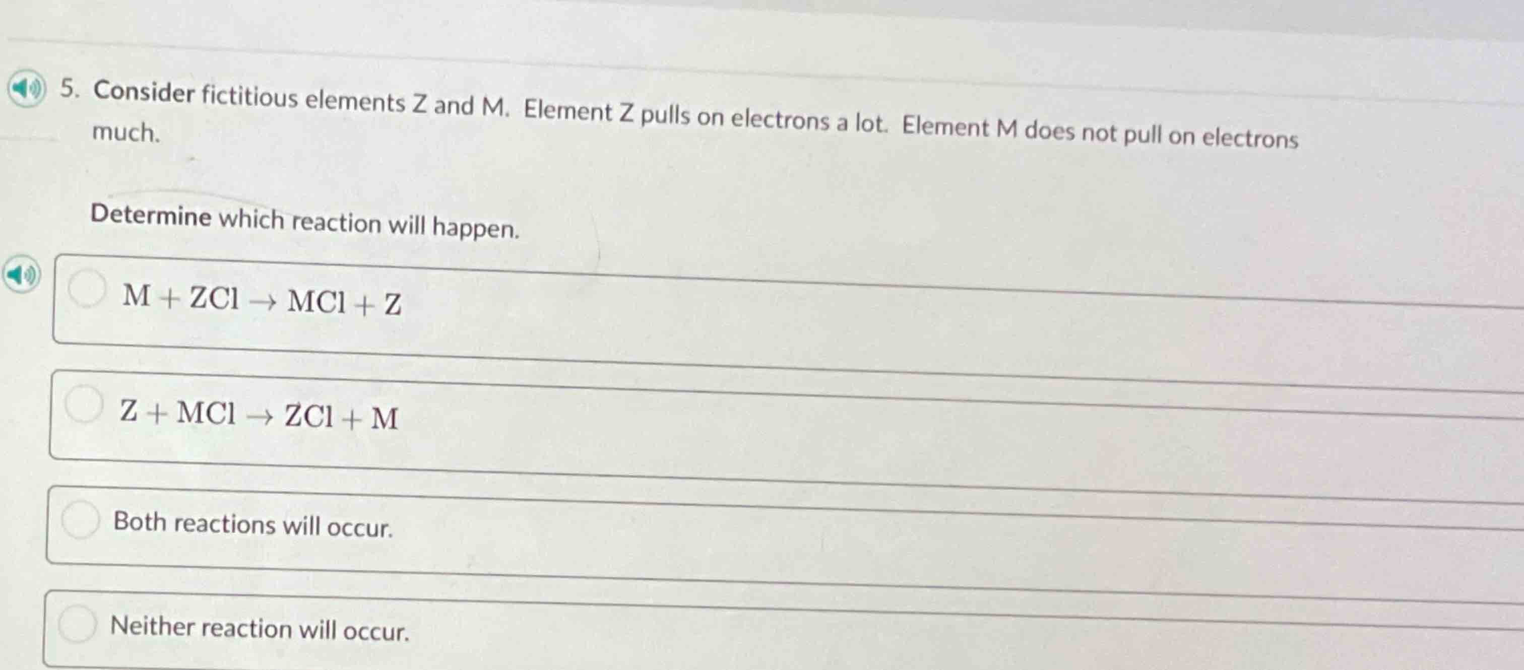 Solved Consider fictitious elements Z ﻿and M. ﻿Element Z | Chegg.com