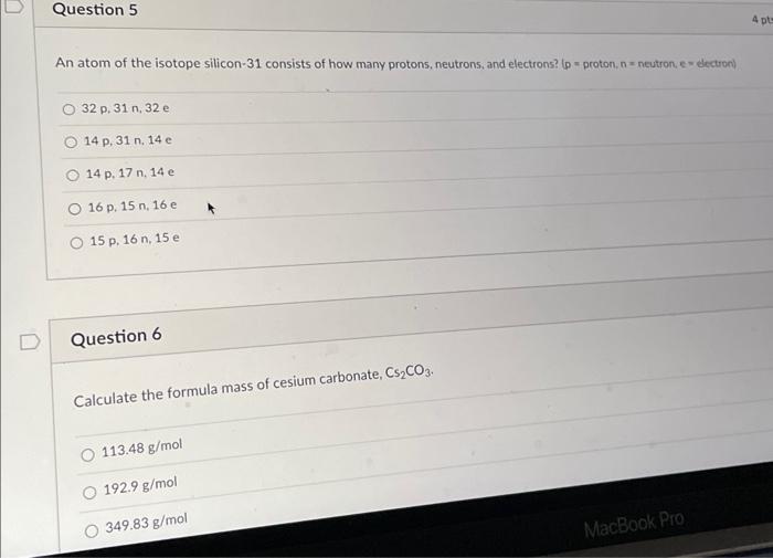 Solved 32p,31n,32e 14p,31n,14e 14p,17n,14e 16p,15n,16e | Chegg.com