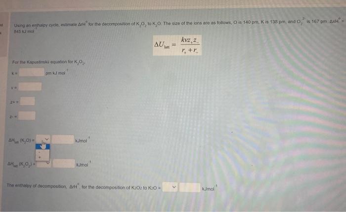 Using an enthalpy cycie, estimate ΔH∘ for the | Chegg.com